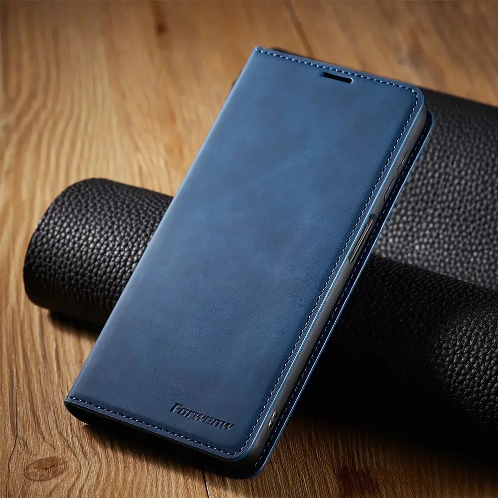 Кожаный флип-кейс темно-синий для Samsung Galaxy S24 S25