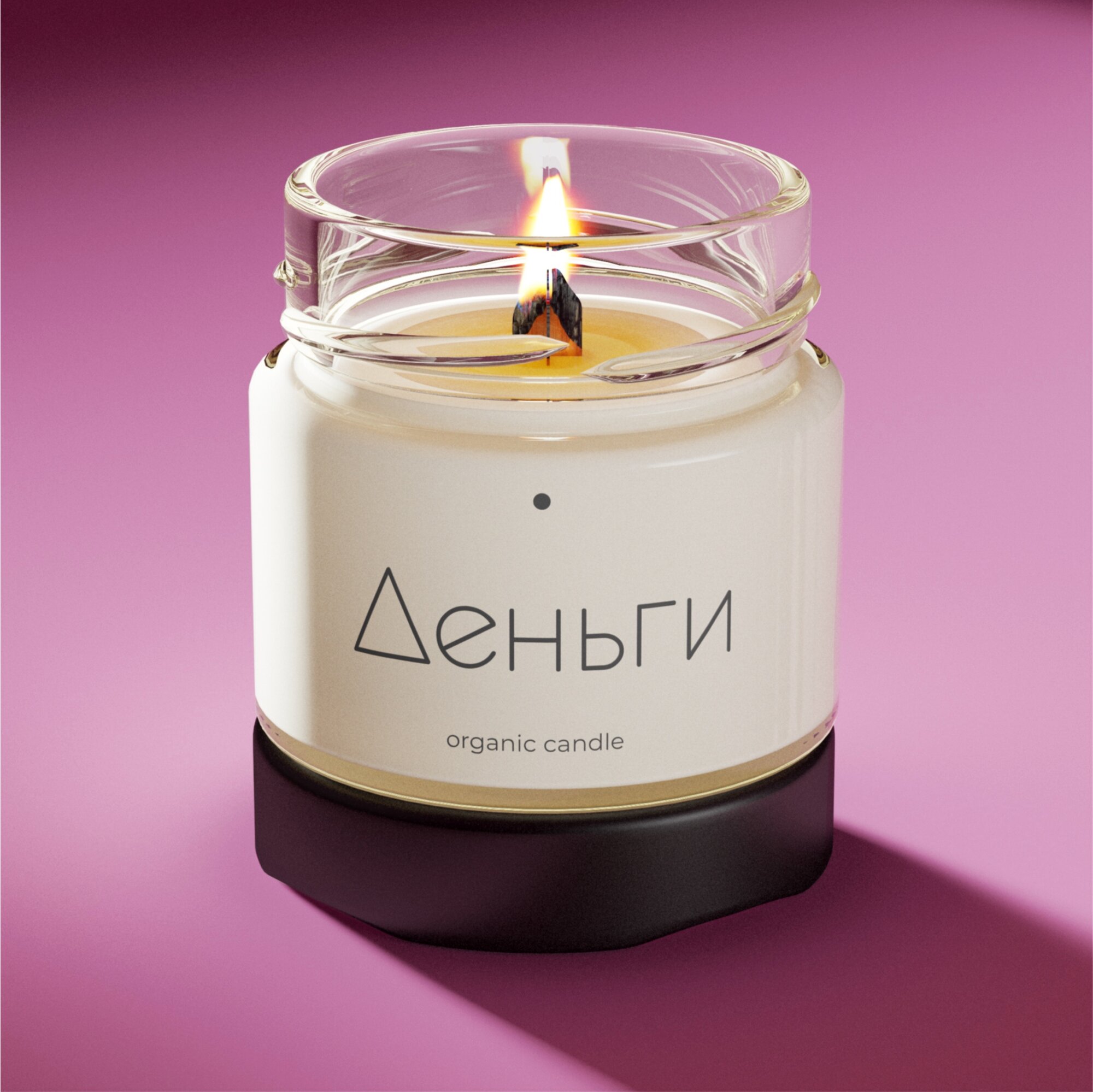 Свеча ароматическая восковая с деревянным фитилем Деньги Decoerez