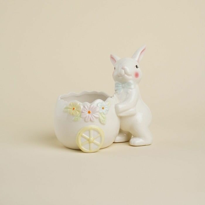 Конфетница керамическая SL Home Лесные кролики , 17,5 13 16,8 см, цвет белый