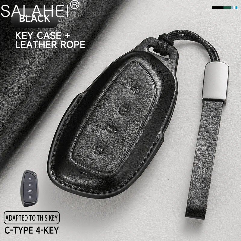 Кожаный чехол для ключа C-Type 4-key, черный брелок