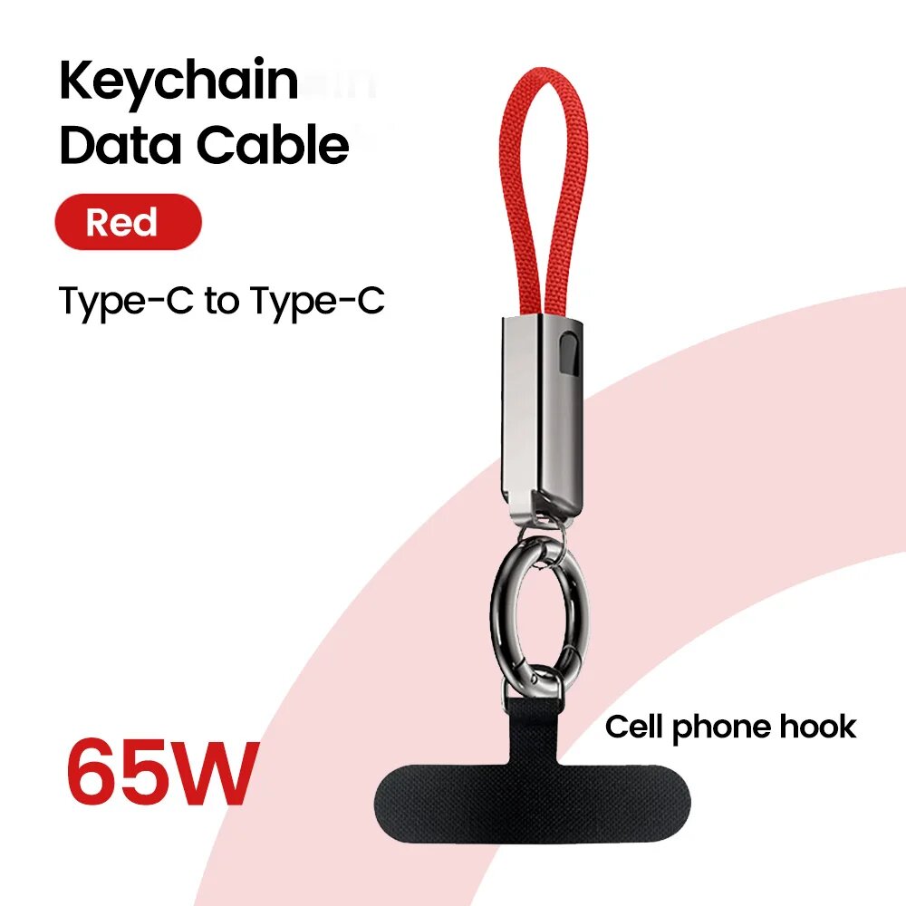 Брелок-кабель Type-C to Type-C Red 65W