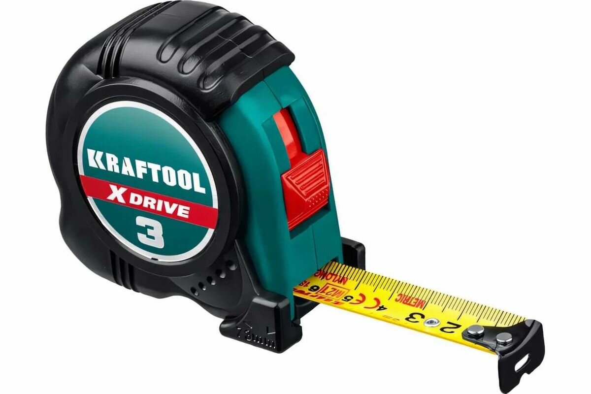 Рулетка KRAFTOOL X-Drive 3м/19мм с ударостойким обрезиненным корпусом 34122-03-19_z02