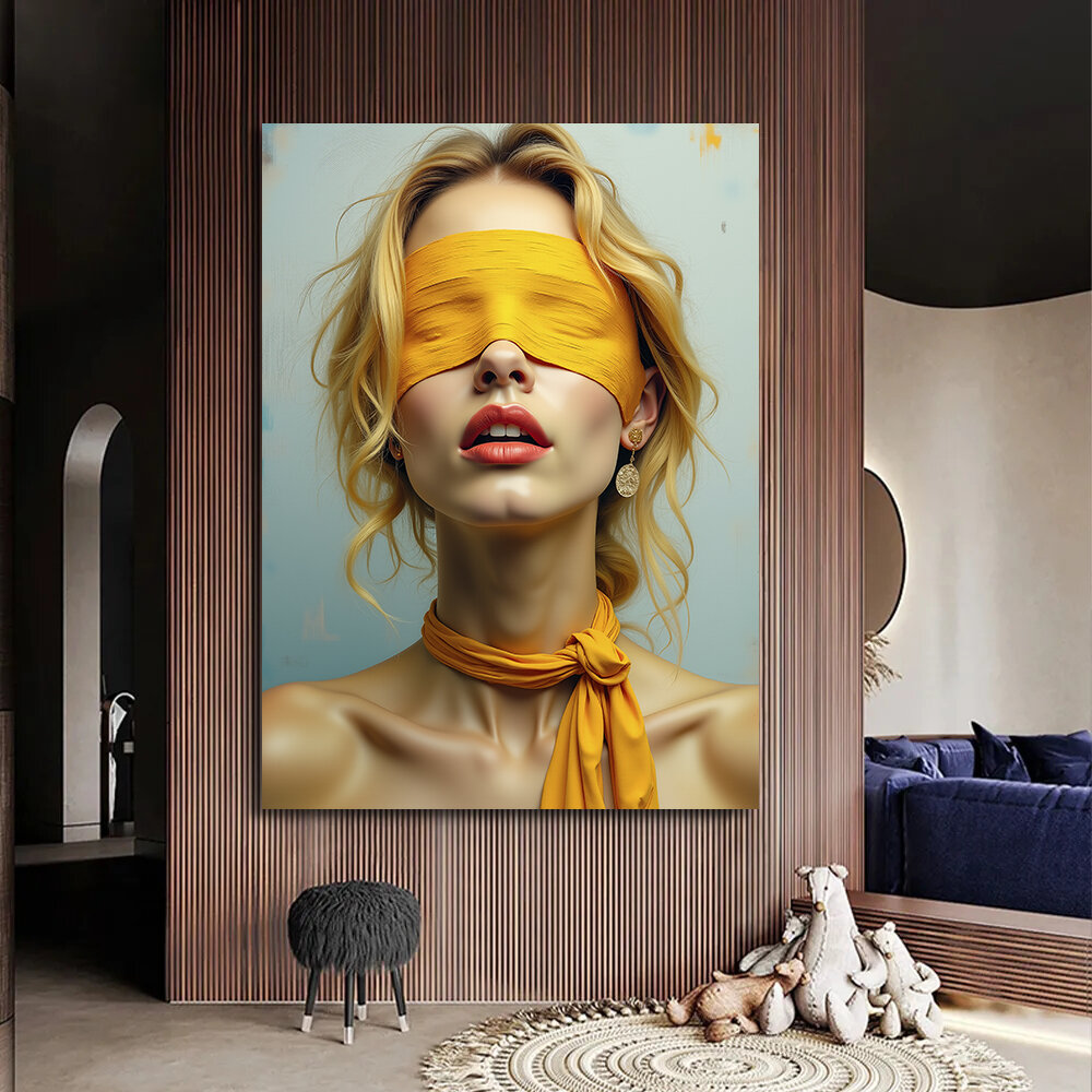 Девушка с закрытыми глазами / яркий поп арт, картина в спальню / на стену, 20х30 см.