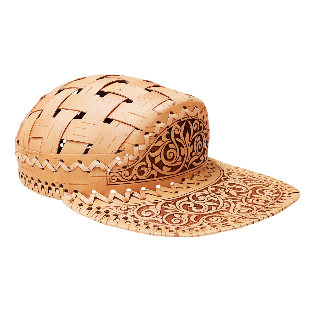 Кепка из бересты ручной работы "Узор"