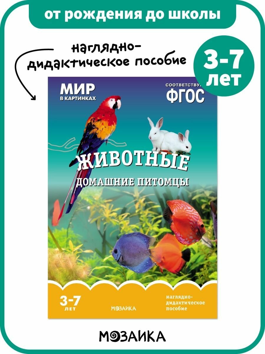 Наглядно дидактическое пособие от рождения до школы для детей 3-7 лет, Животные домашние питомцы, Мир в картинках, ФГОС