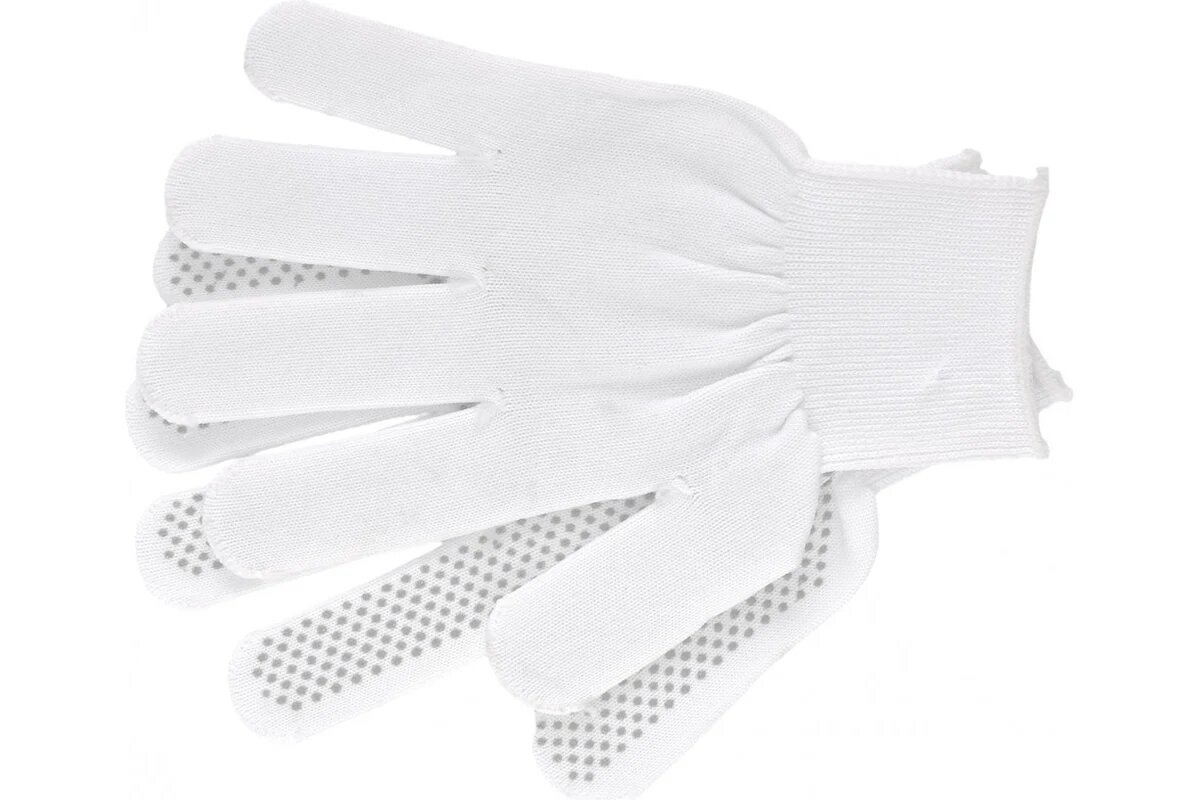 Перчатки Россия нейлон ПВХ точка 13 класс белые размер L для технических работ 67825
