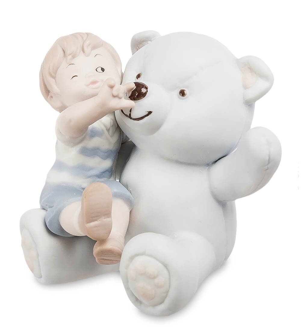 Фигурка декоративная Pavone Мальчик с мишкой бисквит