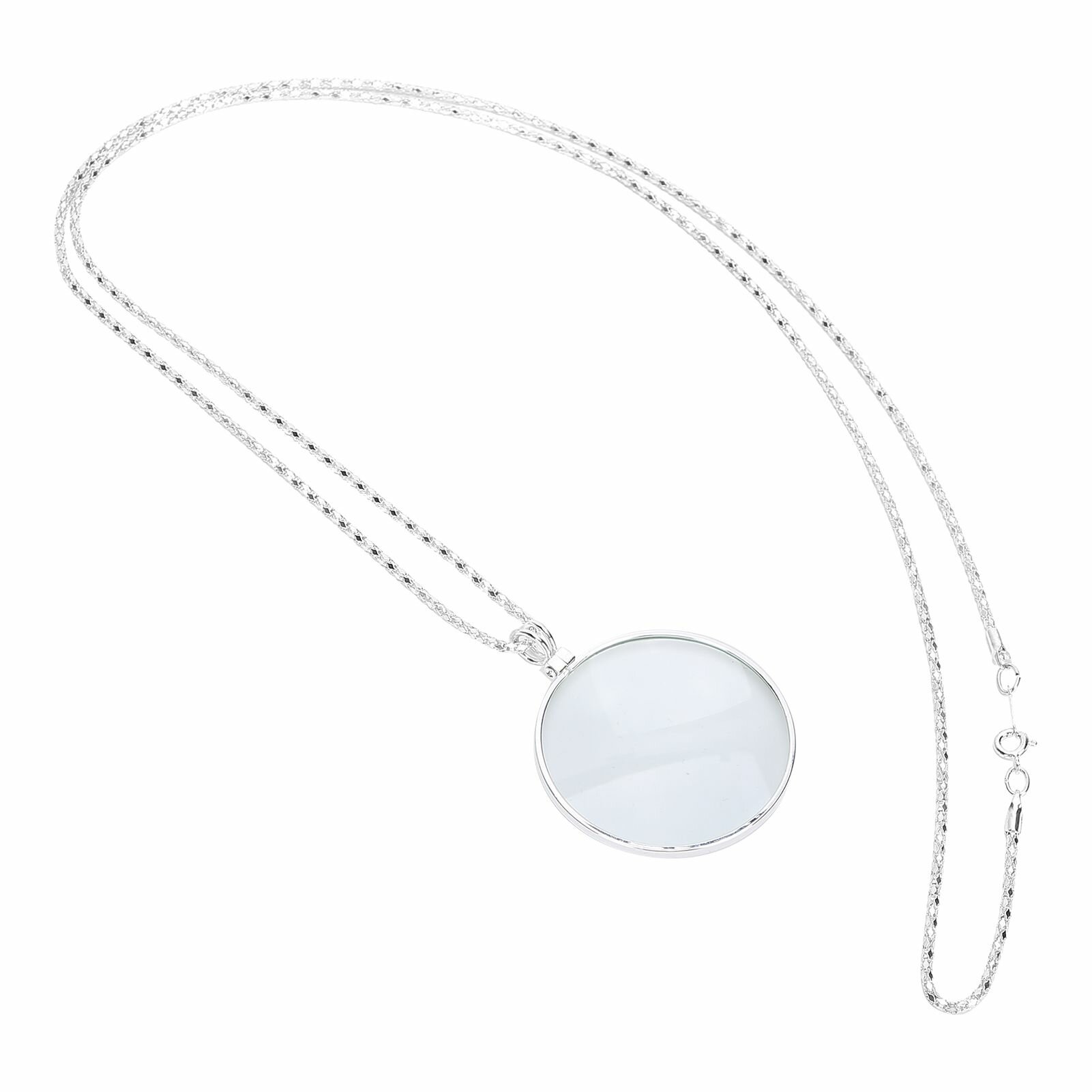 Серебряное 5-кратное увеличительное стекло подвеска, портативное сплавовое сплавовое увеличение с цепью, идеально подходит для просмотра крупным планом