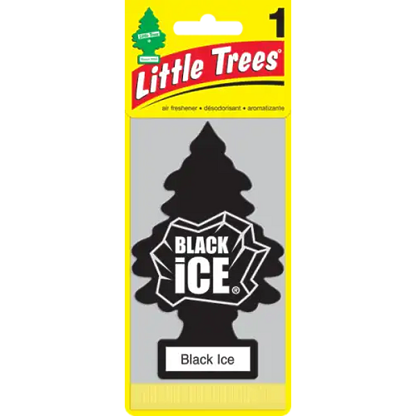 LITTLE TREES U1P-10155-RUSS ароматизатор подвесной картон ёлочка черный лед (black ice)\