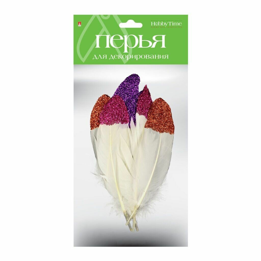 Декоративные перья Hobby Time № 10 Яркий глиттер, 14-20 см