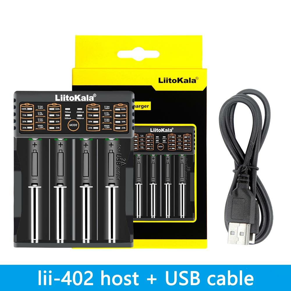 Умное зарядное устройство LiitoKala Lii-402 18650, 1,2 В, 3,7 В, 3,85 В, для 26650, 18500, 18350, 17500, 16340, 14500