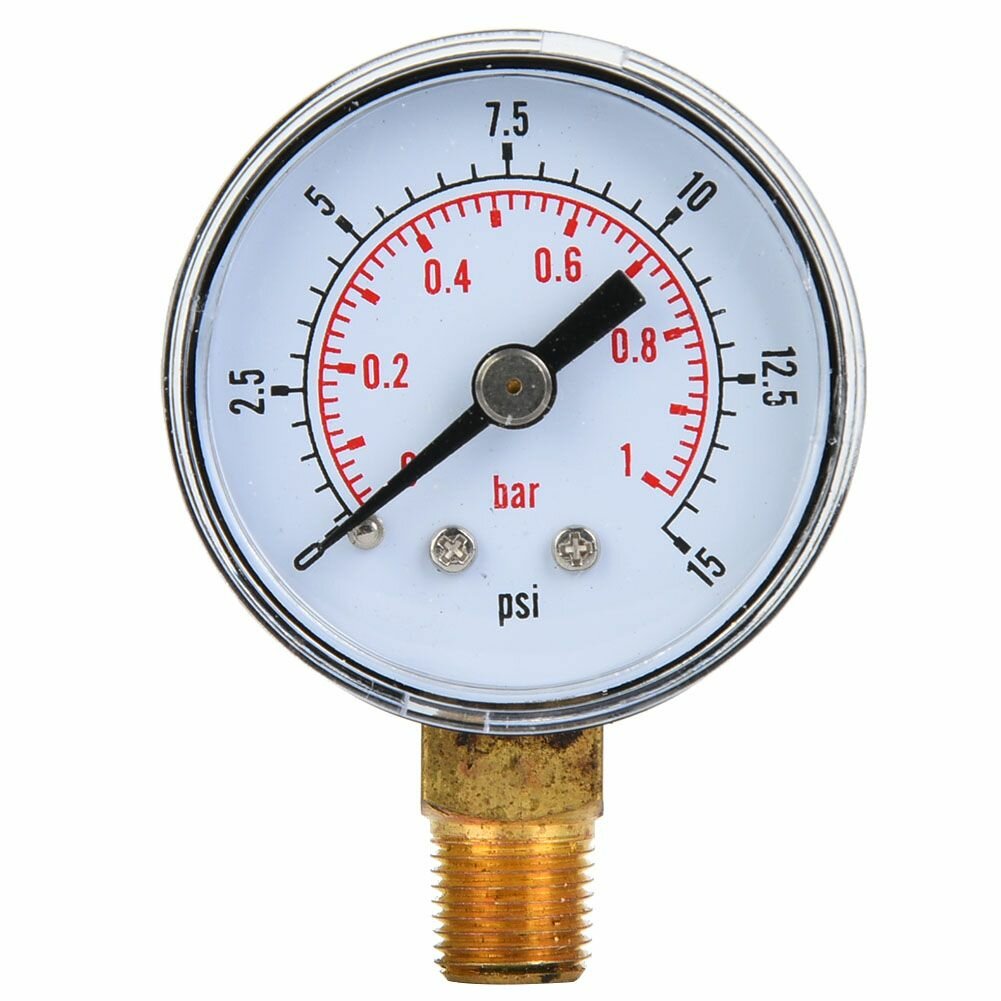Механический манометр с нижним резьбовым соединением 1/8 дюйм BSPT, двойная шкала, без батарейки