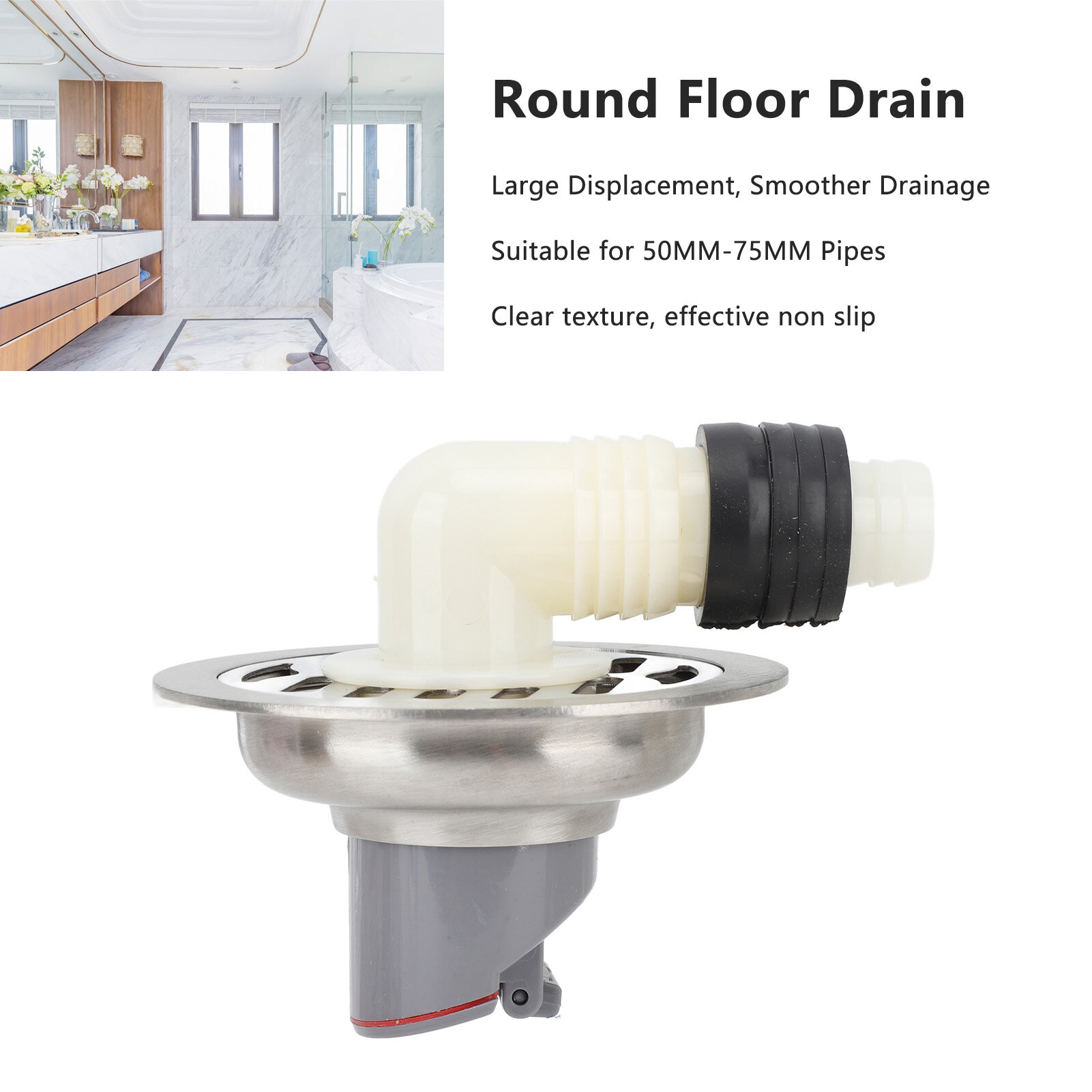 Круглый сливной комплект для пола 10 см, предотвращение запаха из нержавеющей стали, слив для душа, фильтр для волос в ванной, трубы 50–75 мм