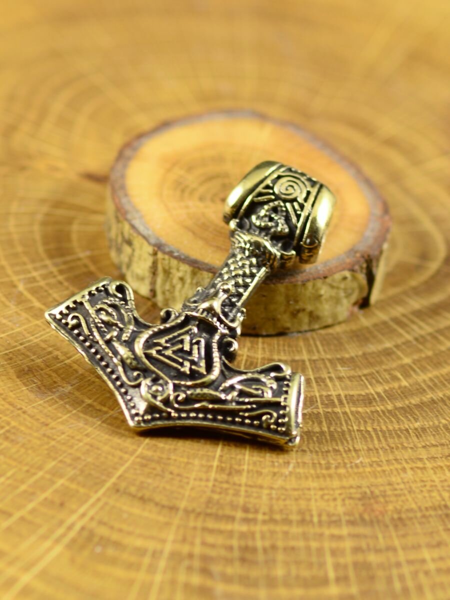 Застежка для браслета из паракорда Hobbylive, подвеска из ювелирной латуни - Молот рунический