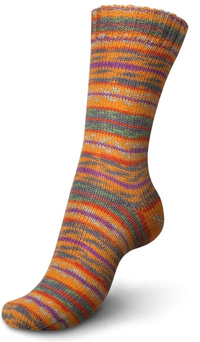 Design Line /Дизайн Лайн/ пряжа Regia, 4 нитки, MEZ, 9801270 (03828, * Серия Satesdal Color, evje color (эвье), зеленый/оранжевый/фиолетовый)