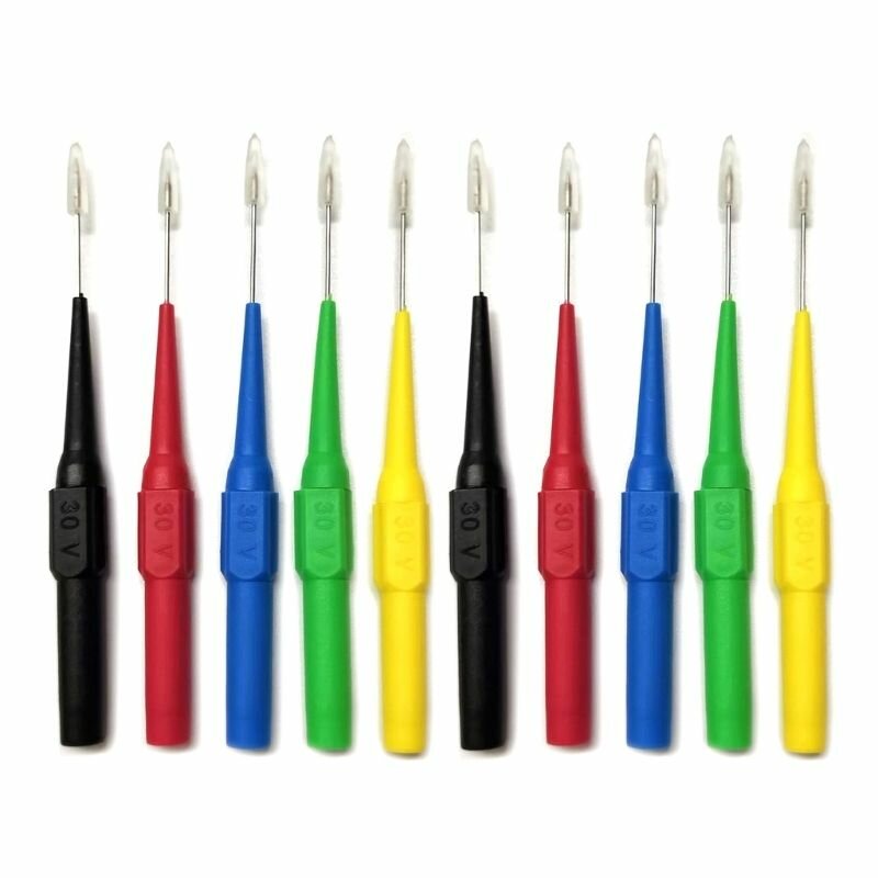 Перьевой зонд мультиметра-стальная игла 0,7 мм разъем 4 мм пятицветный 10шт в упаковке