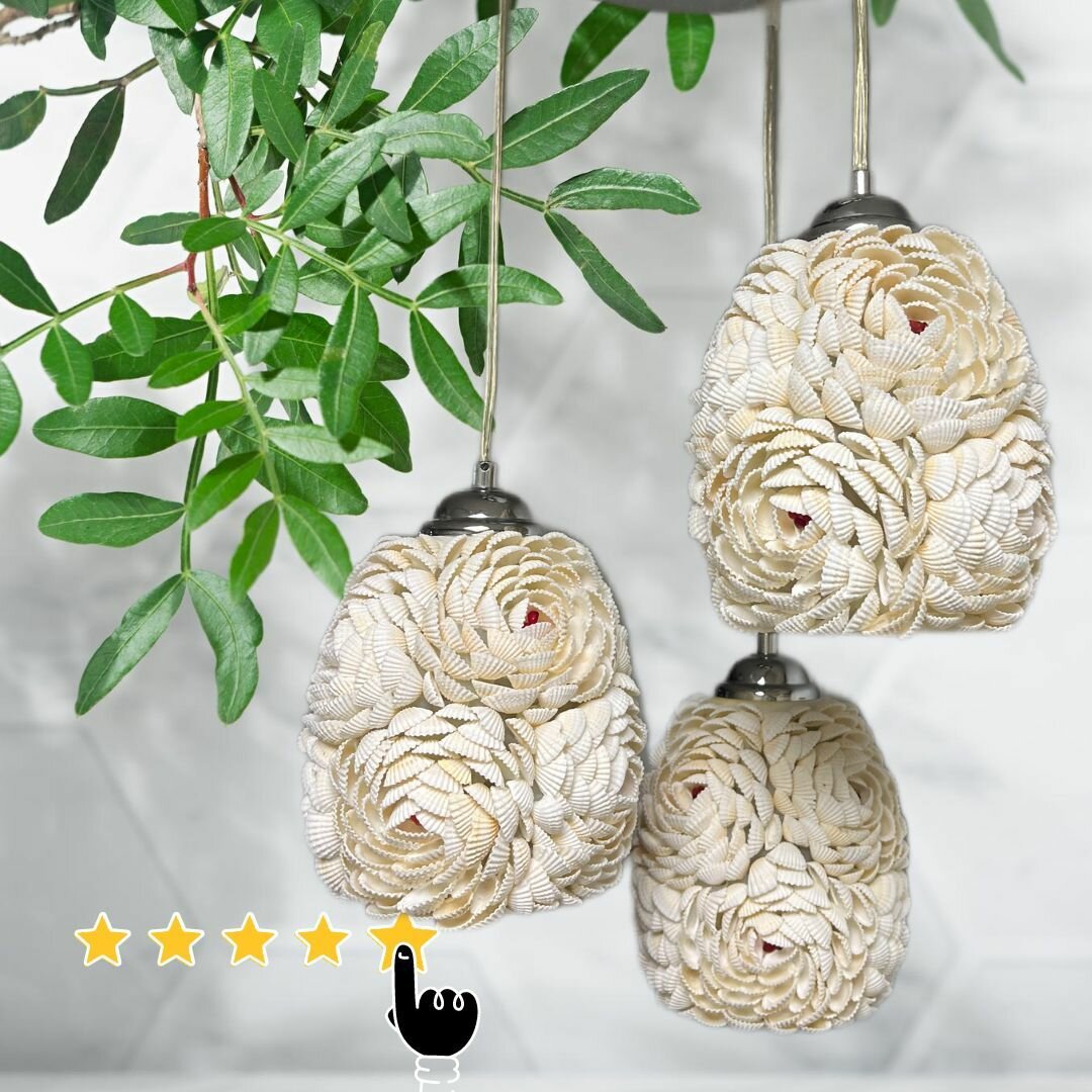 Светильник потолочный, подвес 3ХЕ27Х40Вт, натуральная ракушка