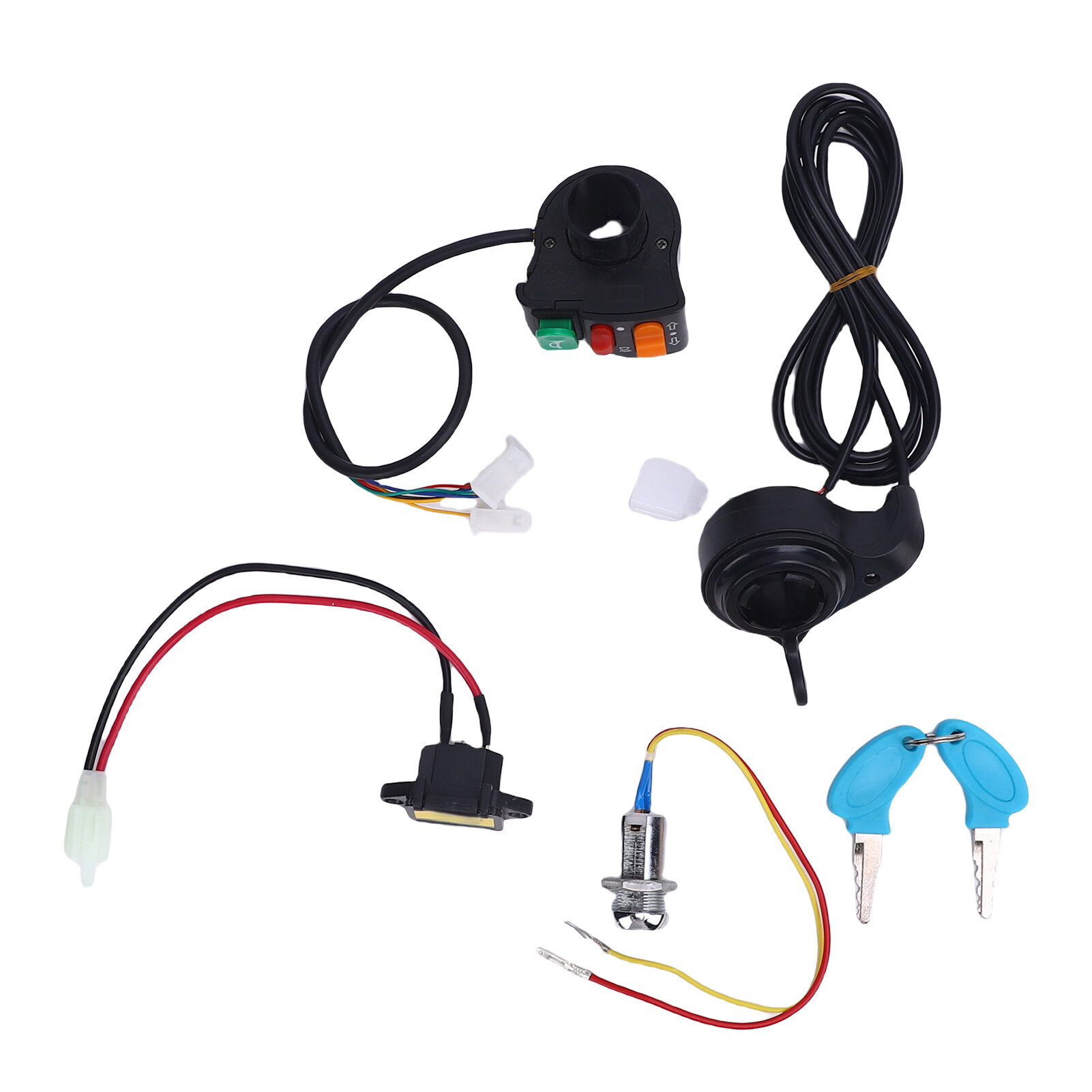 Комплект «3 в 1»: переключатель на руль, ключ зажигания, рычаг газа, порт зарядки для электровелосипеда, трицикла, мотоцикла.
