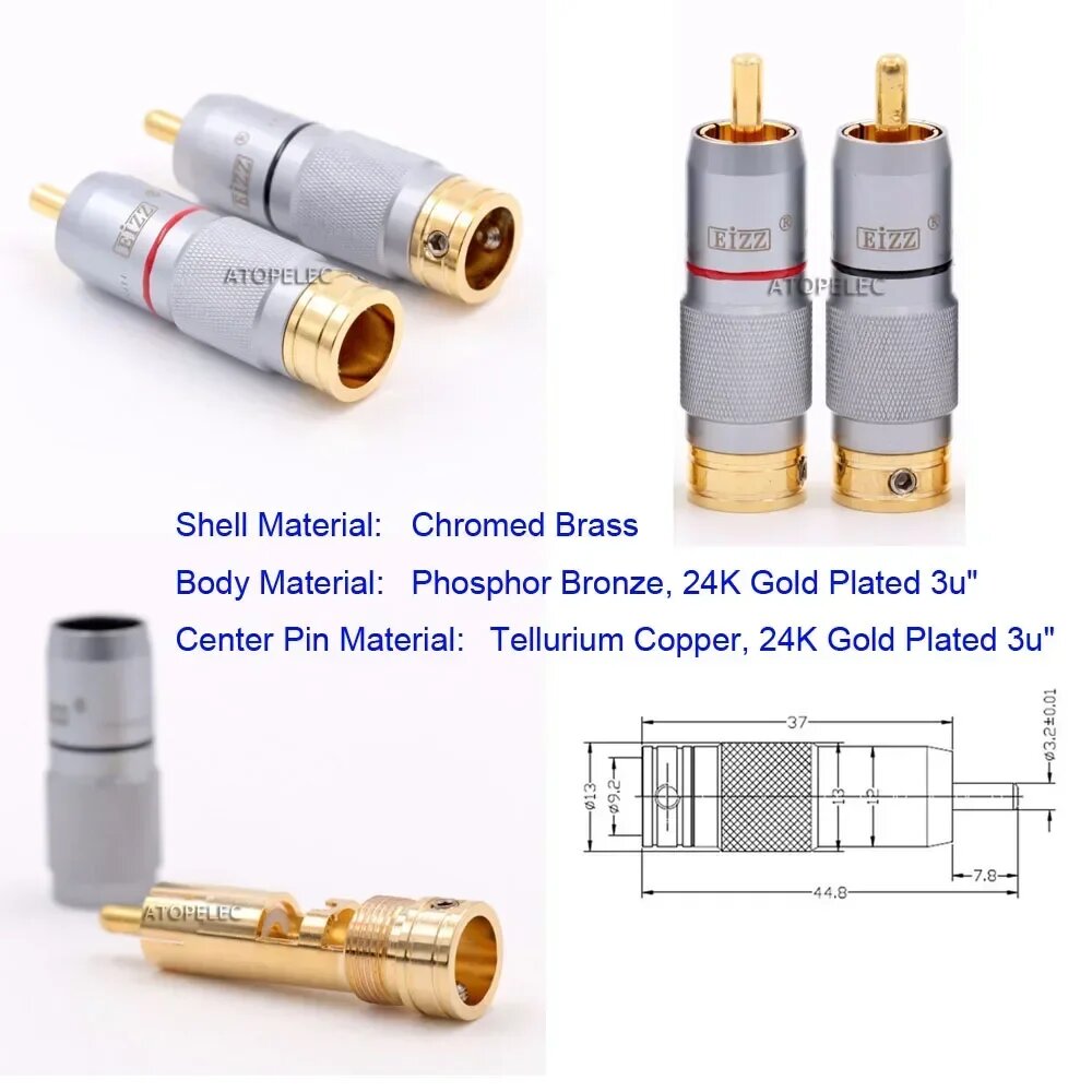 EIZZ RCA штекер Hi-Fi аудио 2 шт EZ-203