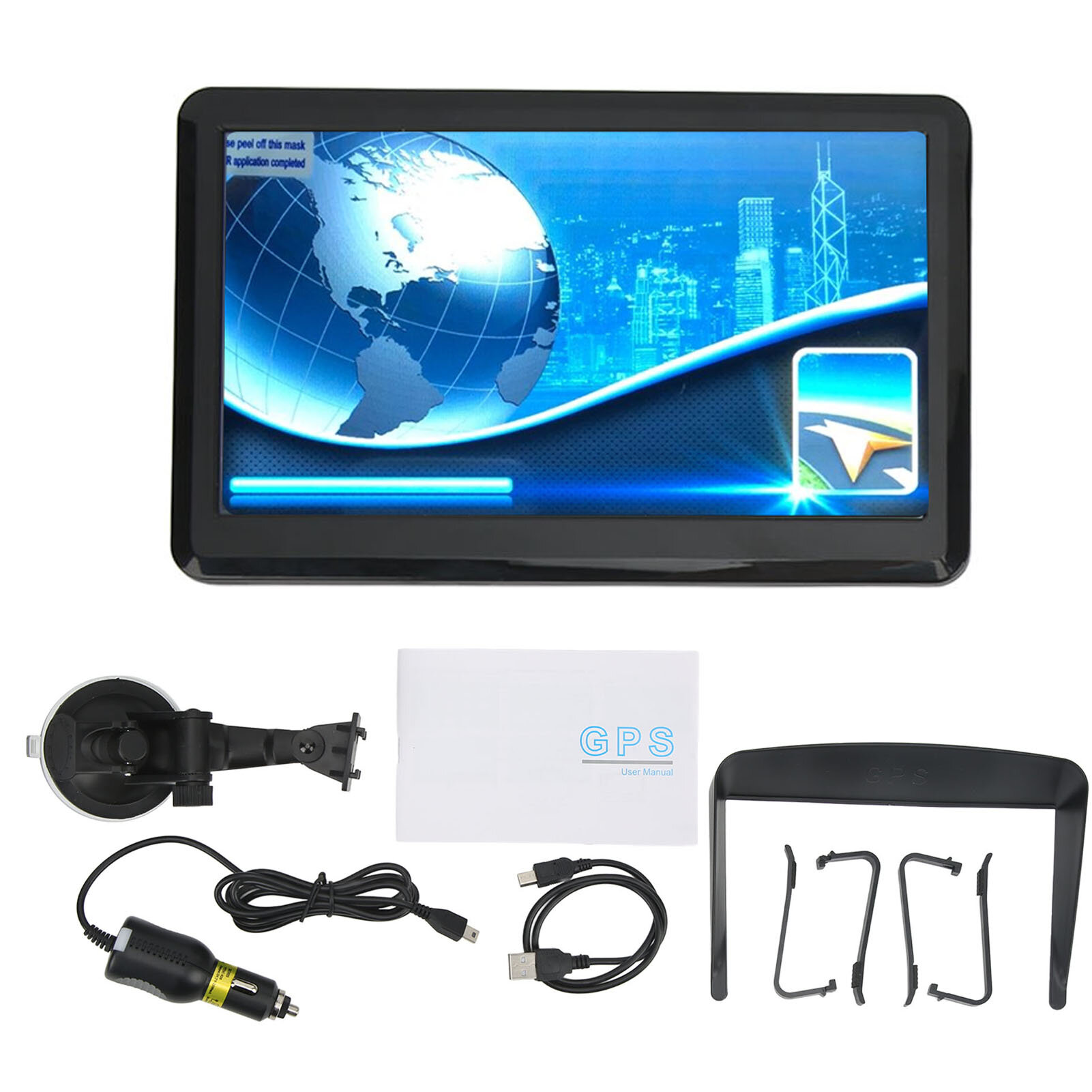 Universal 7in Car GPS Navigator High Definition Touch Screen Navigation with Bracket for Truck