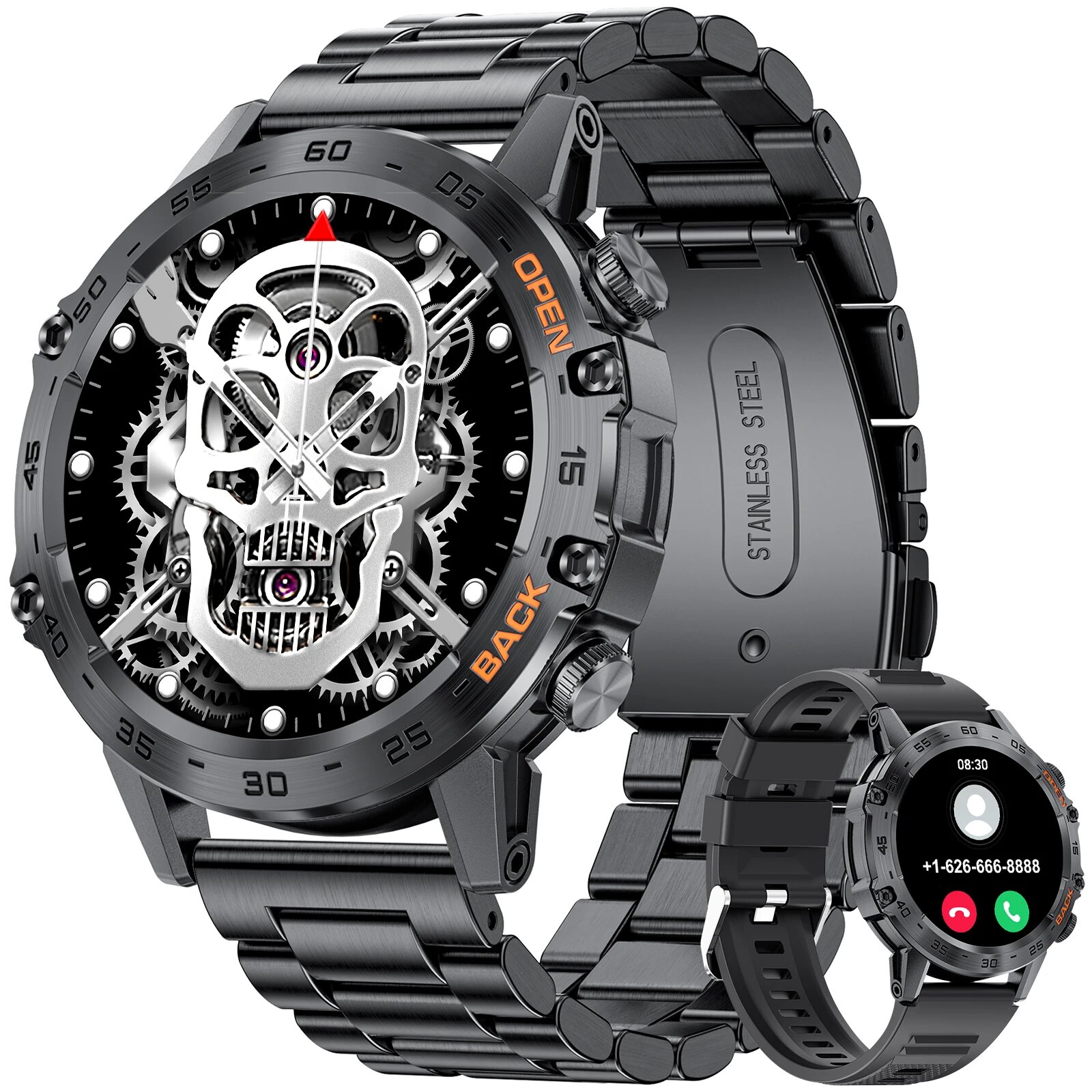 Умные часы LIGE для мужчин 1,39 дюйма Черный, steel black