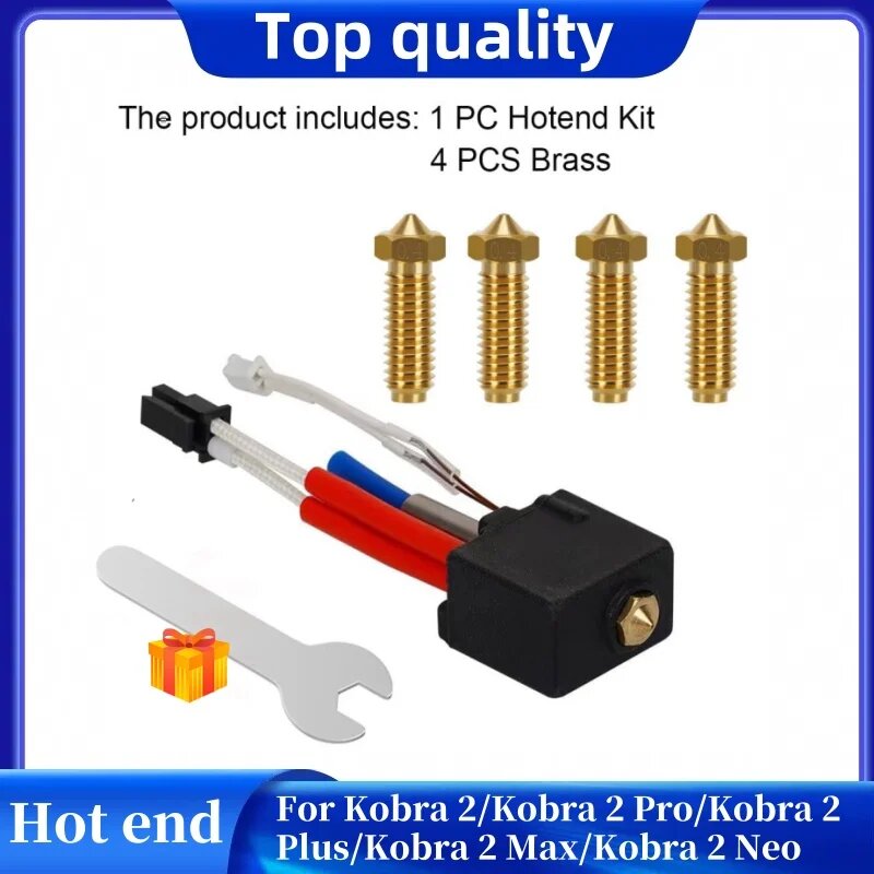 Комплект Hotend для Anycubic Kobra 2 — 4 шт. латунные сопла 0,4 мм для 3D-принтера Kobra 2Pro/Plus/Max/Neo с экструдером с J-образной головкой 24 В