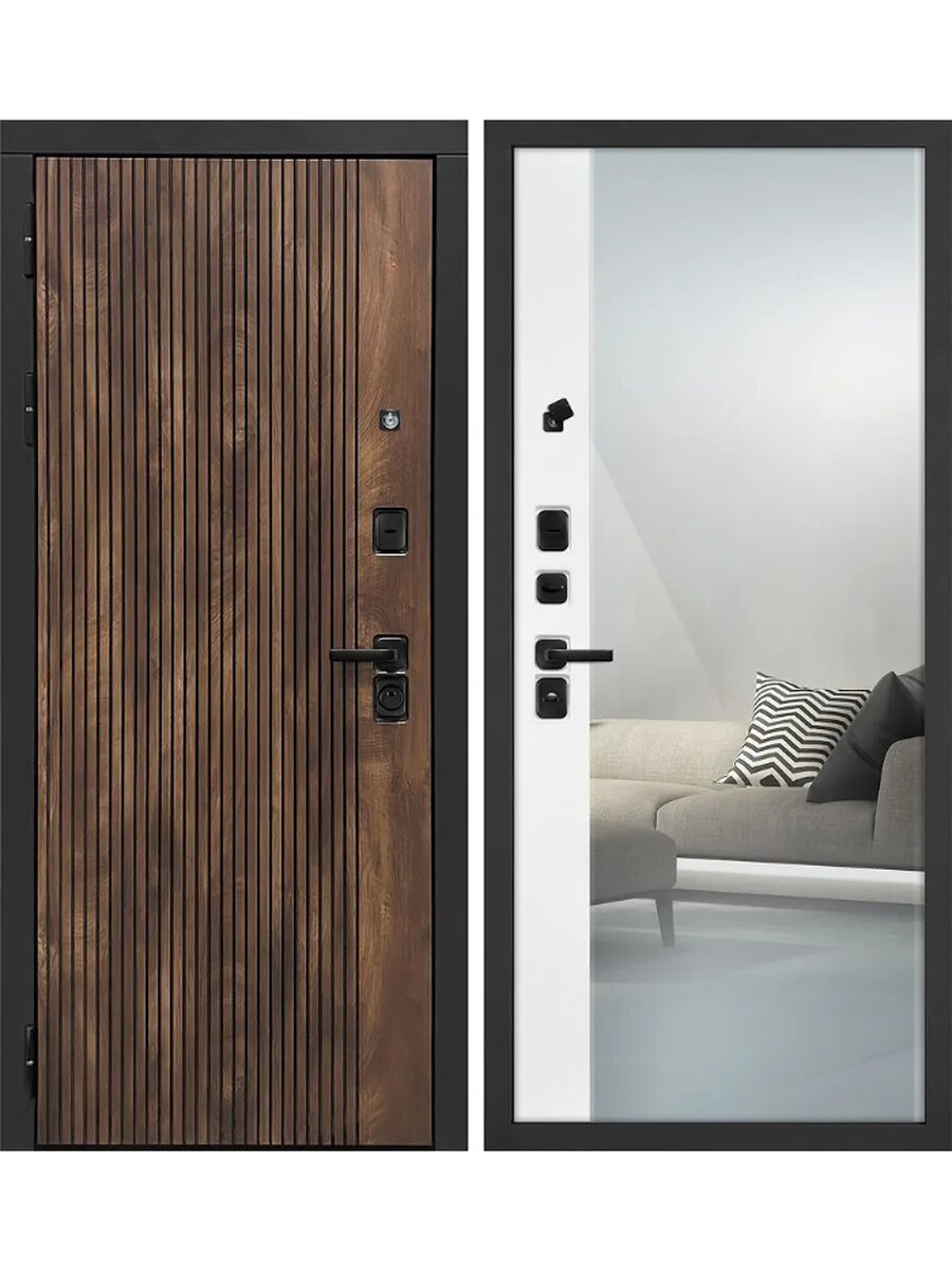 Входная дверь Prestige-Entrance ТЗ-52, с зеркалом, 205 x 96 см белоснежный, левая