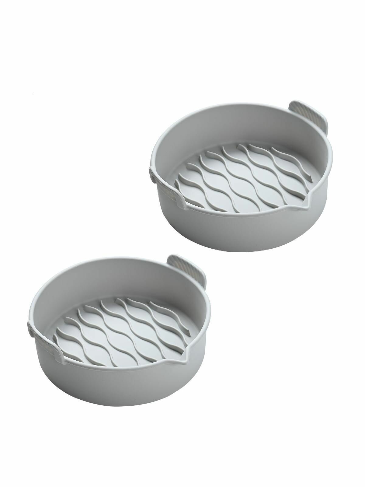 Аэрогриль,2шт, складной силиконовый противень для выпечки в аэрофритюрнице-серый-8,8 дюйма
