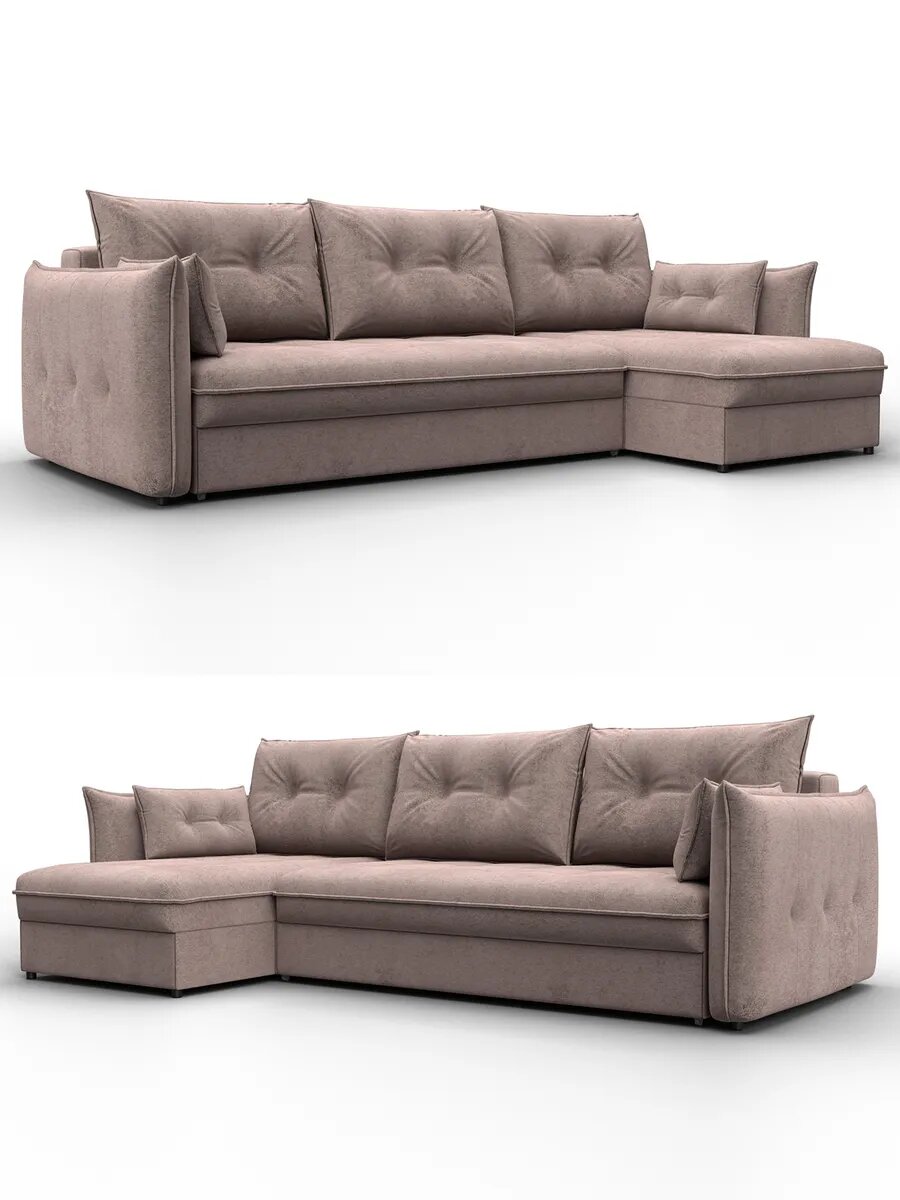 Диван угловой Стайл, 270x94x163 см, угол универсальный, с ящиком для белья, велюр