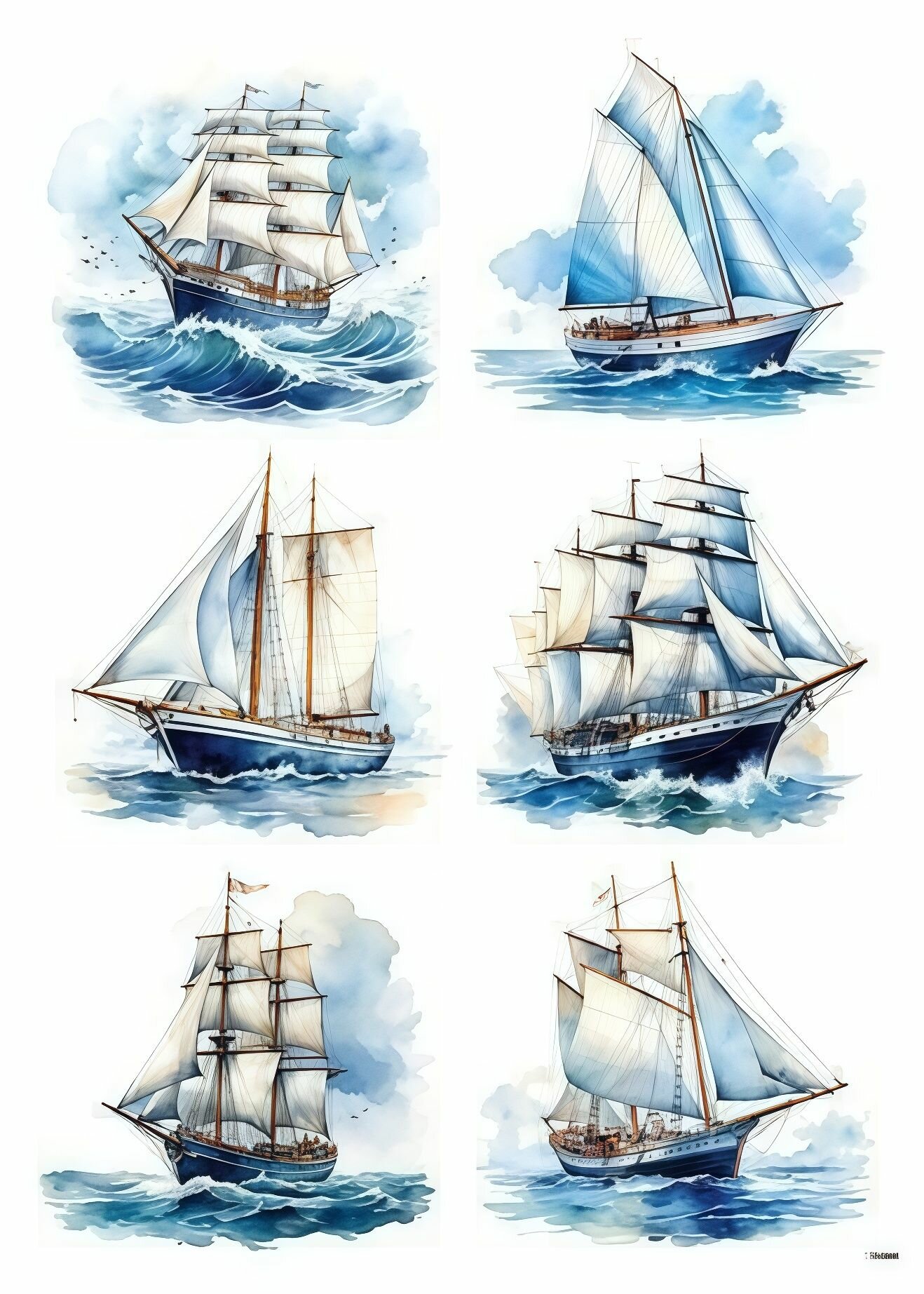 Декупажная карта About Time AT Deco, A4, 210×297мм, полупрозрачная, цвет голубой/белый/бежевый