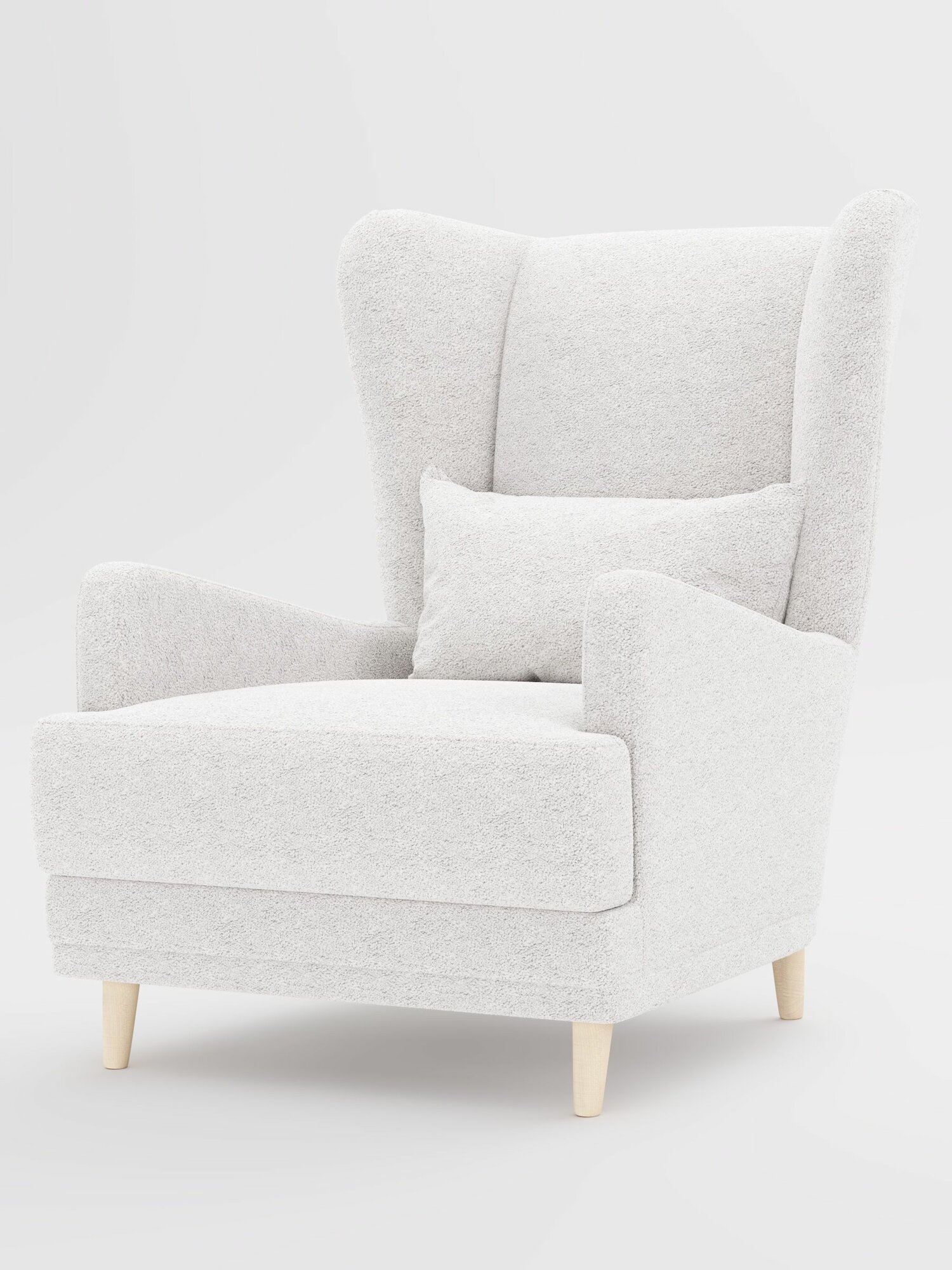 Кресло мягкое для дома, отдыха в гостиной Марсель от W&B, искусственный мех, цвет: белый