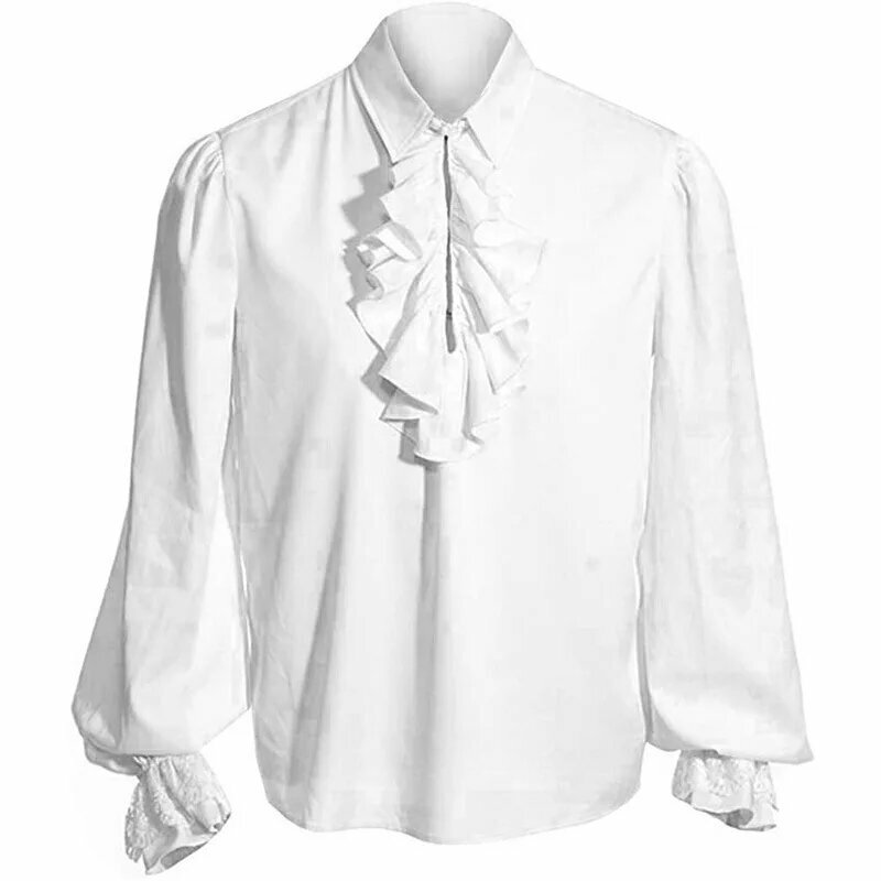 Мужской готический костюм в стиле стимпанк Белый, XXL, white shirt