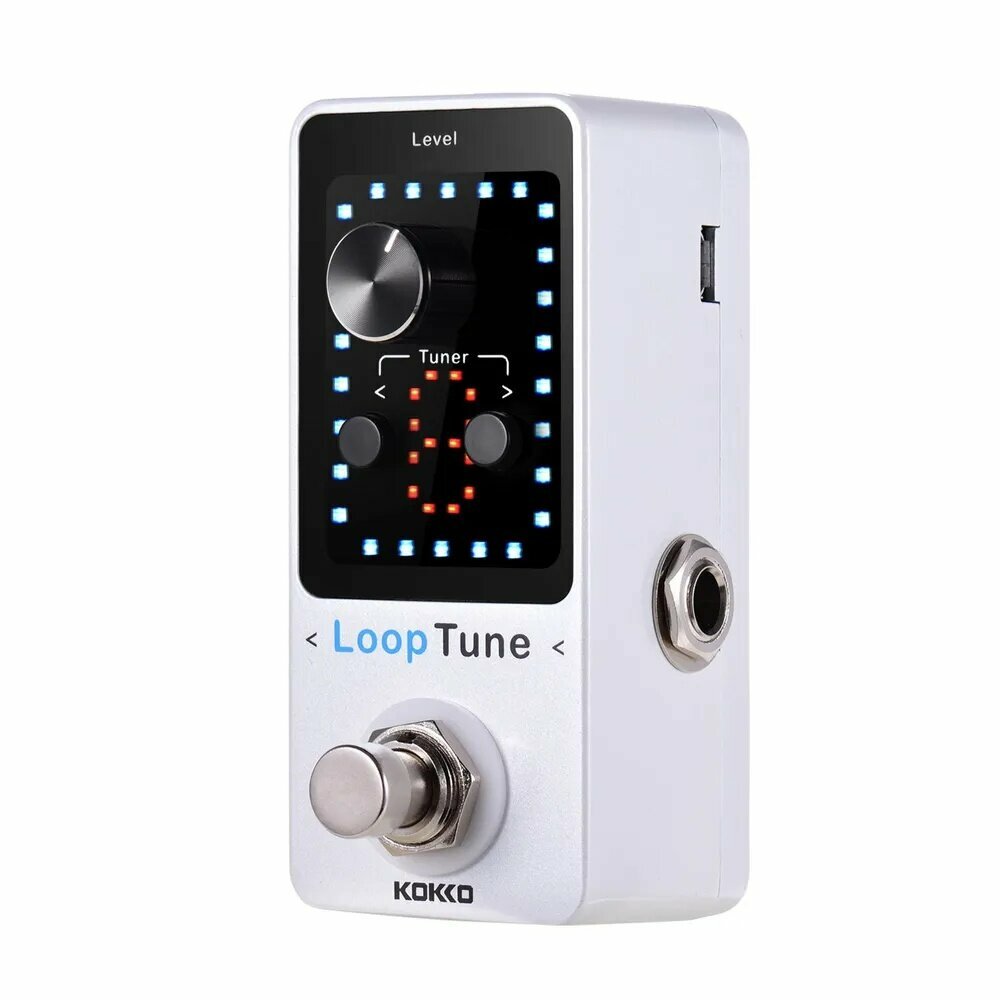 Мини педаль эффектов KOKKO FLP-2T с тюнером, 9 петелями, высокоточным LED дисплеем и USB кабелем для электрогитары и бас-гитары