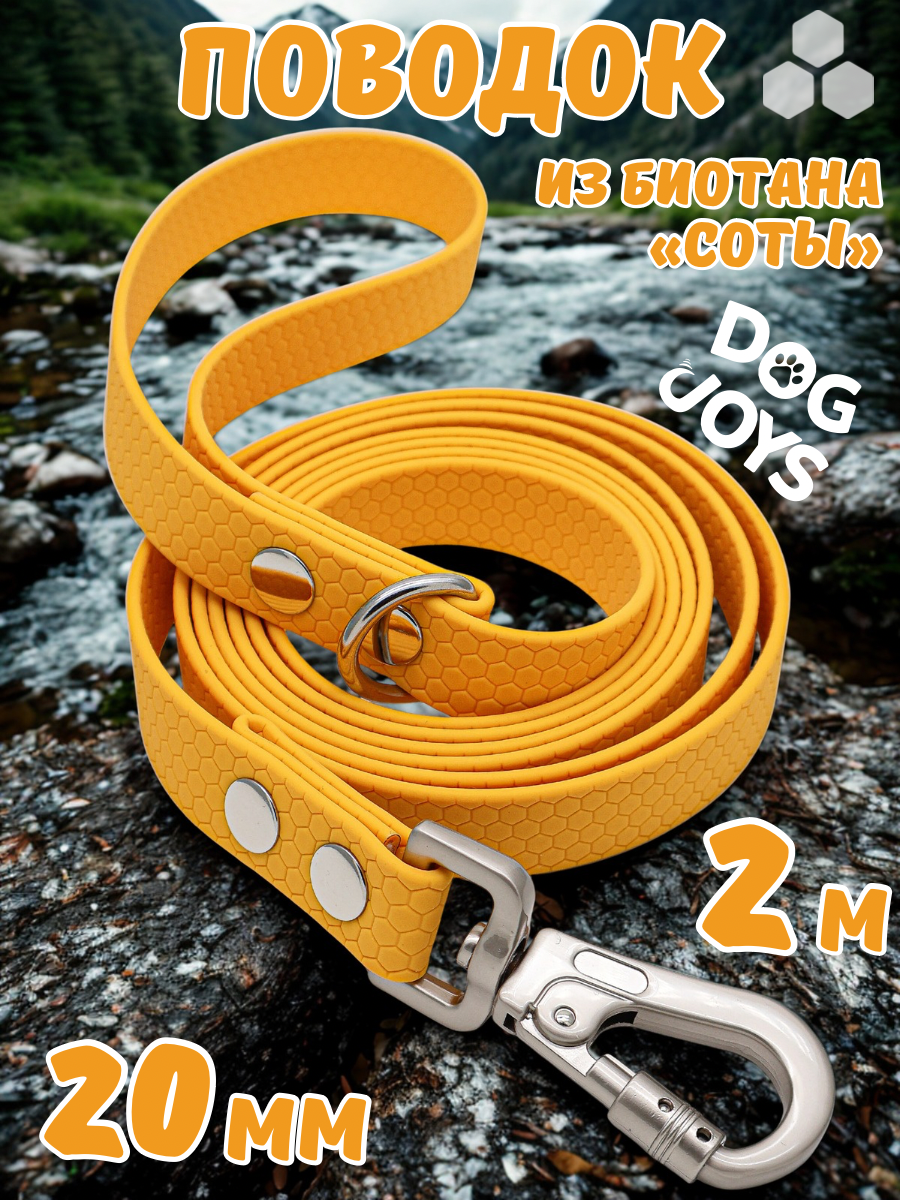 Поводок для собак средних и крупных пород биотановый, 20мм 2м DOG JOYS