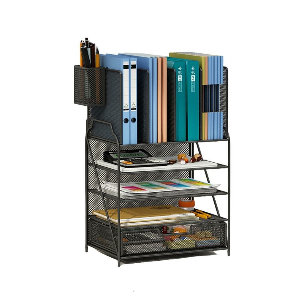 Бумажный настольный органайзер с ящиком и держателем для ручек, Черный - 4B