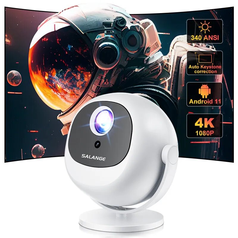 Проектор Проектор BL360 340ANSI 4K видео Android11 5GWifi Allwinner H713 BT5.2 1080P, 1LCD, белый