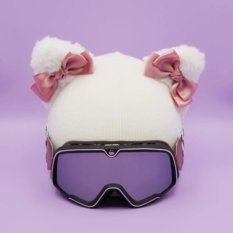 Украшение снежного шлема, комплект шерстяной шапки, милый комплект лыжного шлема с ушками слона, планер с капюшоном,