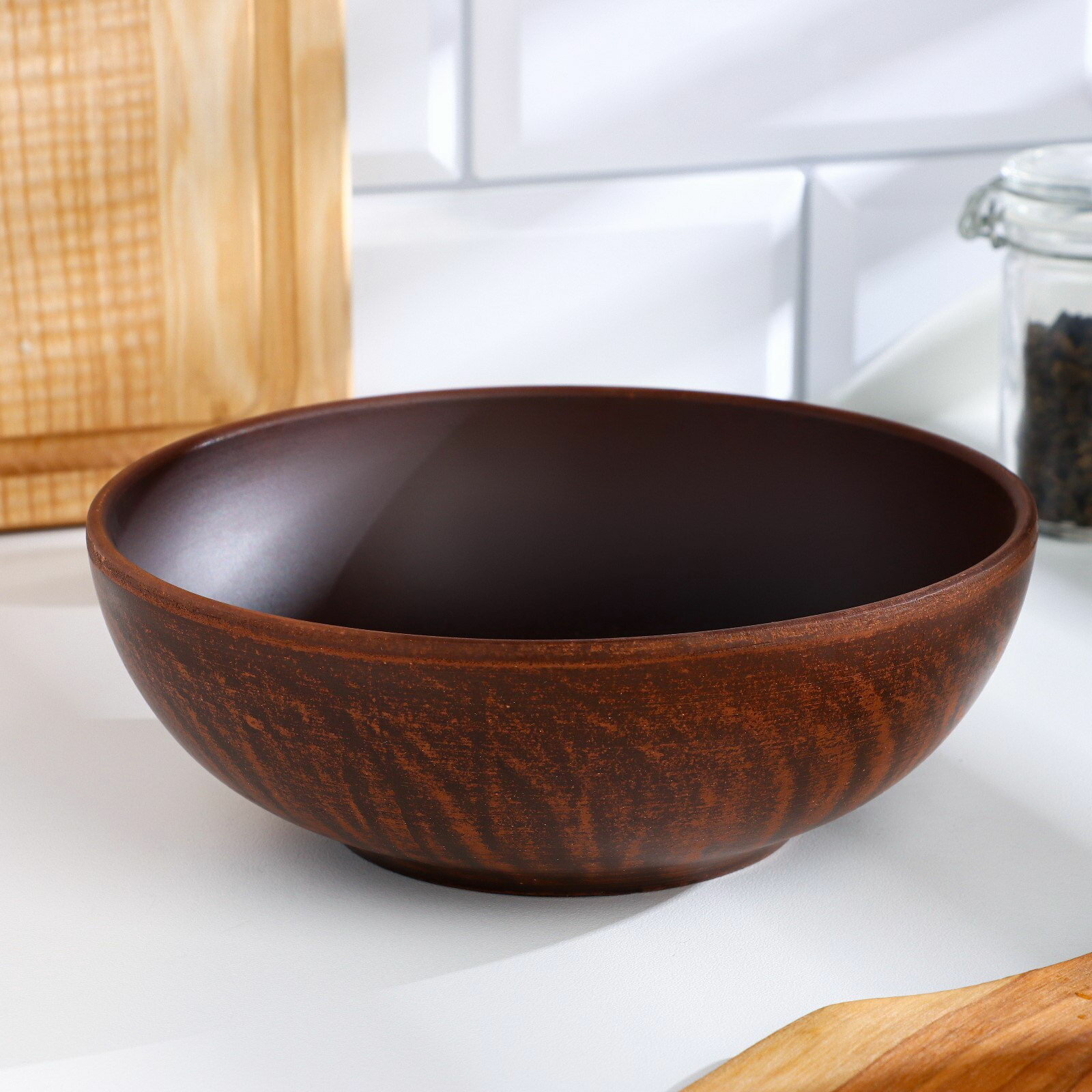 Салатник "Гладь", 800 мл, 17.5x5.5 см, красная глина, особенности: без особенностей