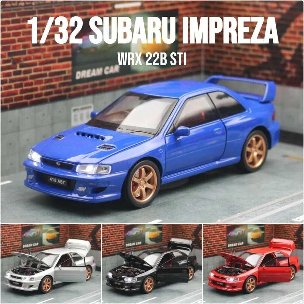 DIECAST CAR 1/32 Коллекционная металлическая машина Subaru Impreza WRX 22B STI JDM Игрушечная машина