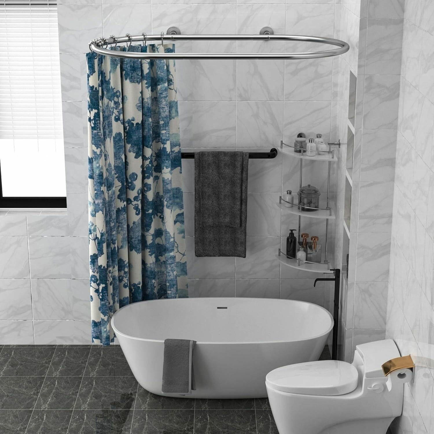 Овальный карниз для душевой шторы из алюминиевого сплава для ванн 110x64 см