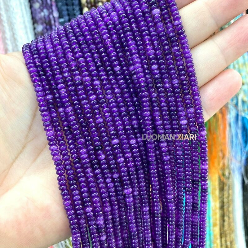 Бусины LUOMAN XIARI халцедон, темный турмалин 2x4 мм Фиолетовый, 2x4mm 153-158pcs, amethyst color
