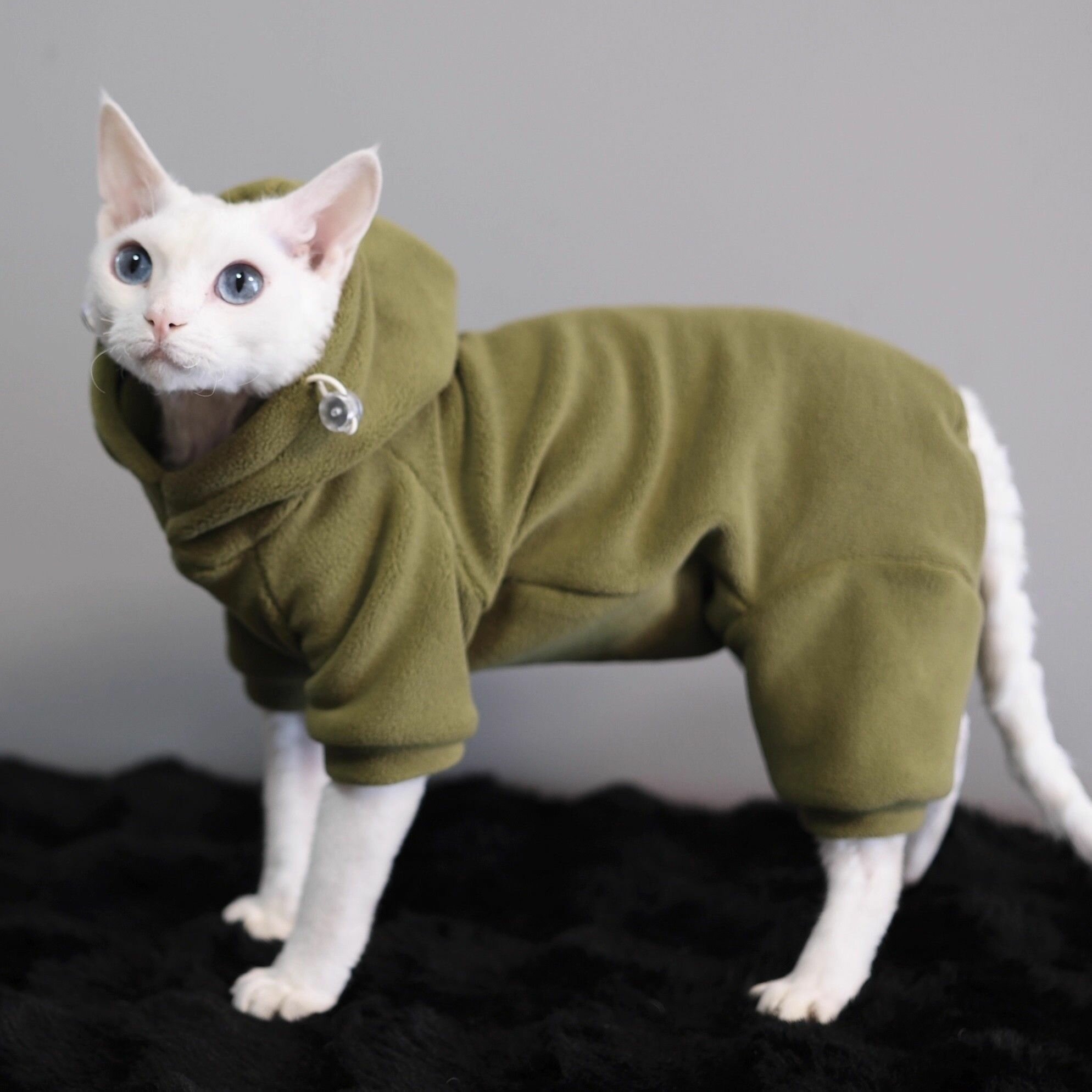 Флисовое пальто для кошки Сфинкс, теплая толстовка, комбинезон для домашних животных на 4 лапы