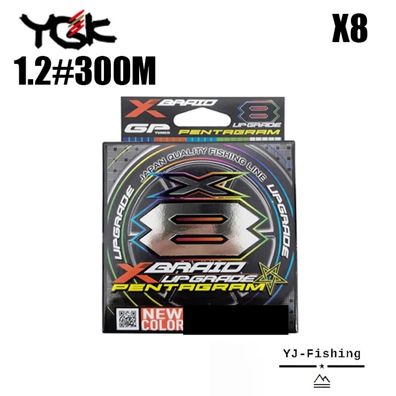 YGK X8 XBRAID UPGRADE PENTAGRAM 1.2#300M-multicolor Плетеная леска Шнур плетёный для рыбалки розовый