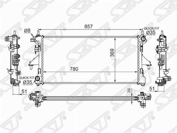 Радиатор SAT PG0009-06 Peugeot Boxer 06- / Citroen Jumper 06-
