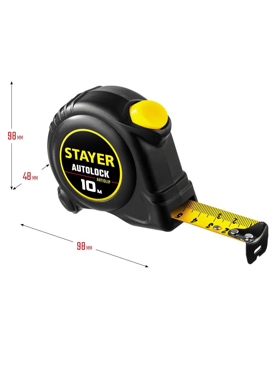 STAYER AutoLock, 10 м х 25 мм, рулетка с автостопом (2-