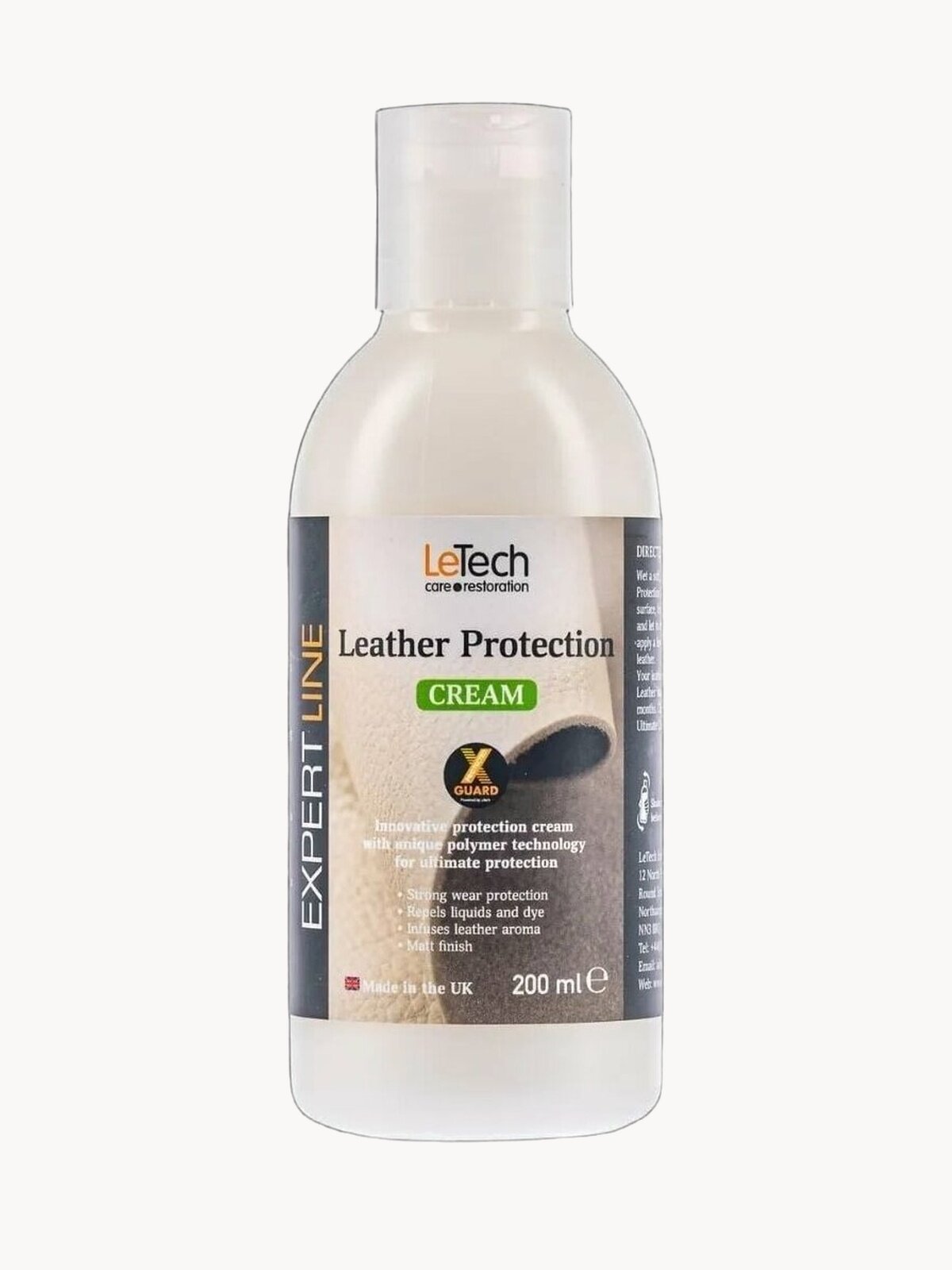 Крем защитный для натуральной кожи, матовый, LeTech, Leather Protection Cream, 200ml