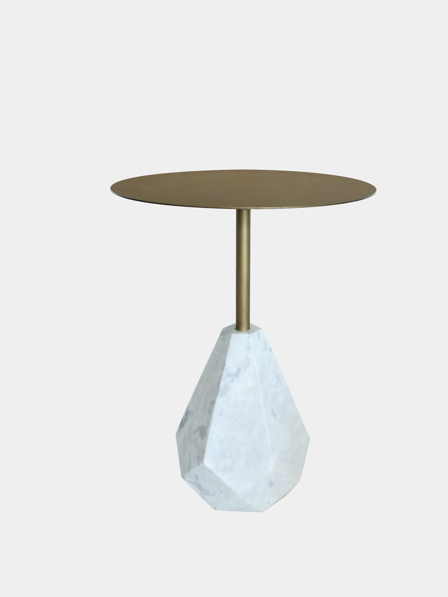 Столик журнальный Fractica "Magic W 450", мраморное основание, металл, белый с бронзовым