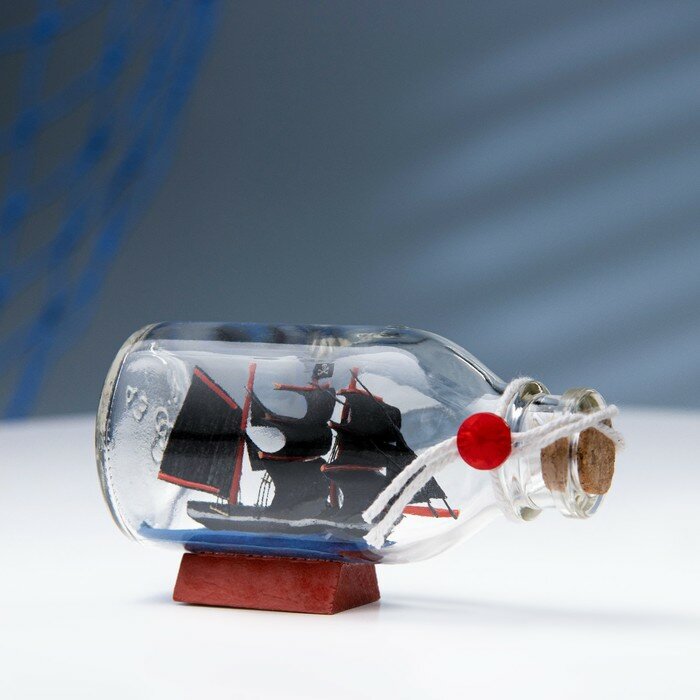 Корабль в бутылке «Тайна», фигурка, 15×4×6 см, чёрный