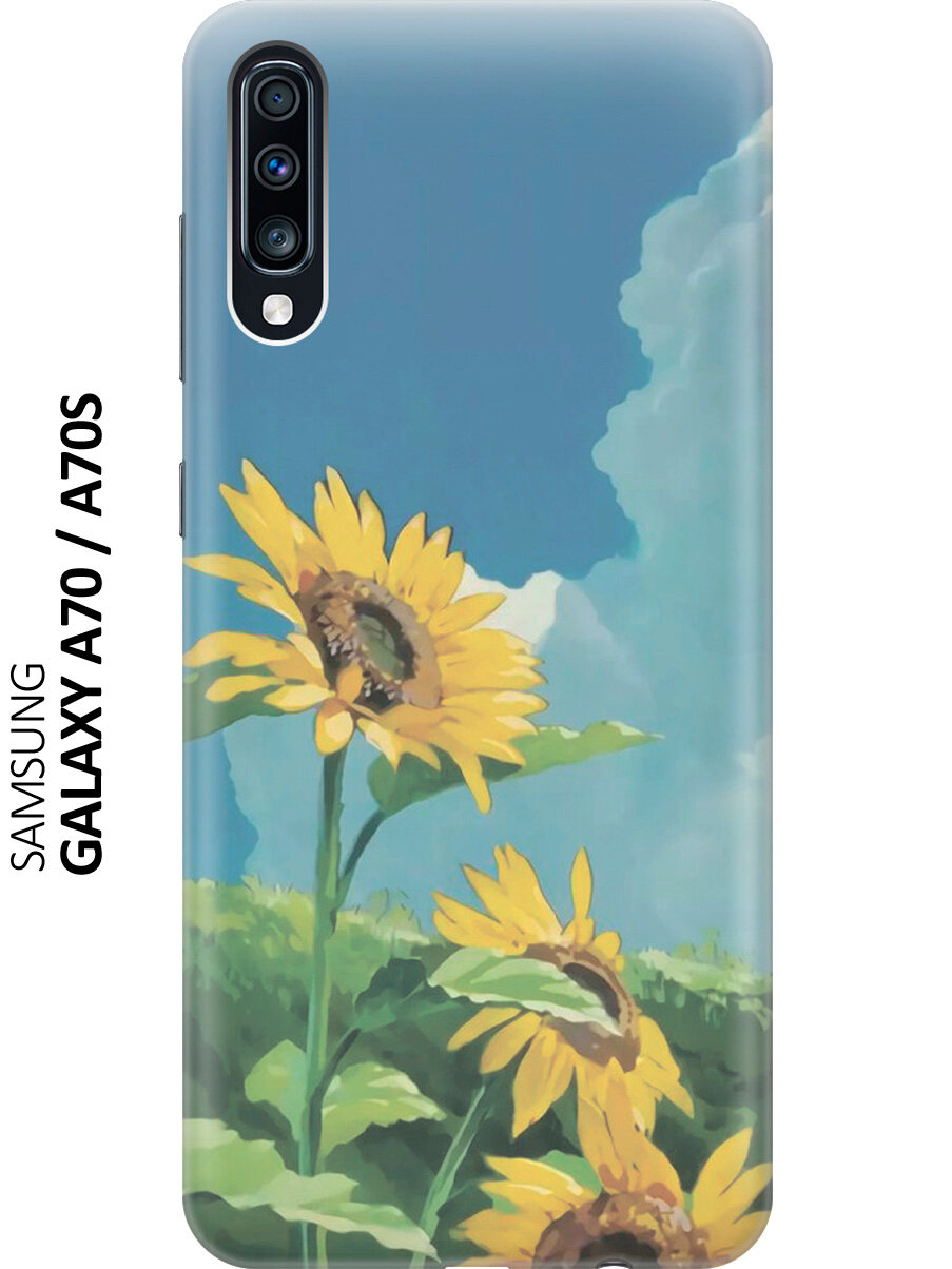 Силиконовый чехол Три подсолнуха в поле на Samsung Galaxy A70 / A70s / Самсунг А70 / А70с