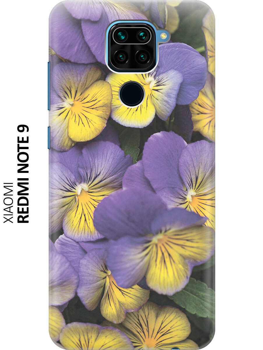 Силиконовый чехол Фиолетовые и желтые фиалки на Xiaomi Redmi Note 9 / Сяоми Редми Ноут 9